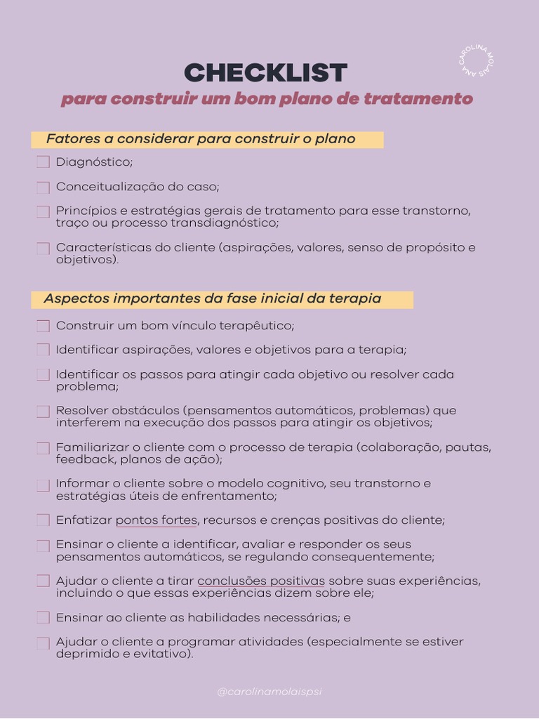 Checklist Plano de Tratamento | PDF