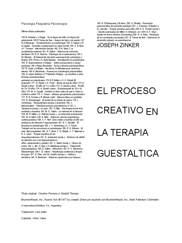 Zinker Joseph El Proceso Creativo en La Terapia Gestaltica | PDF
