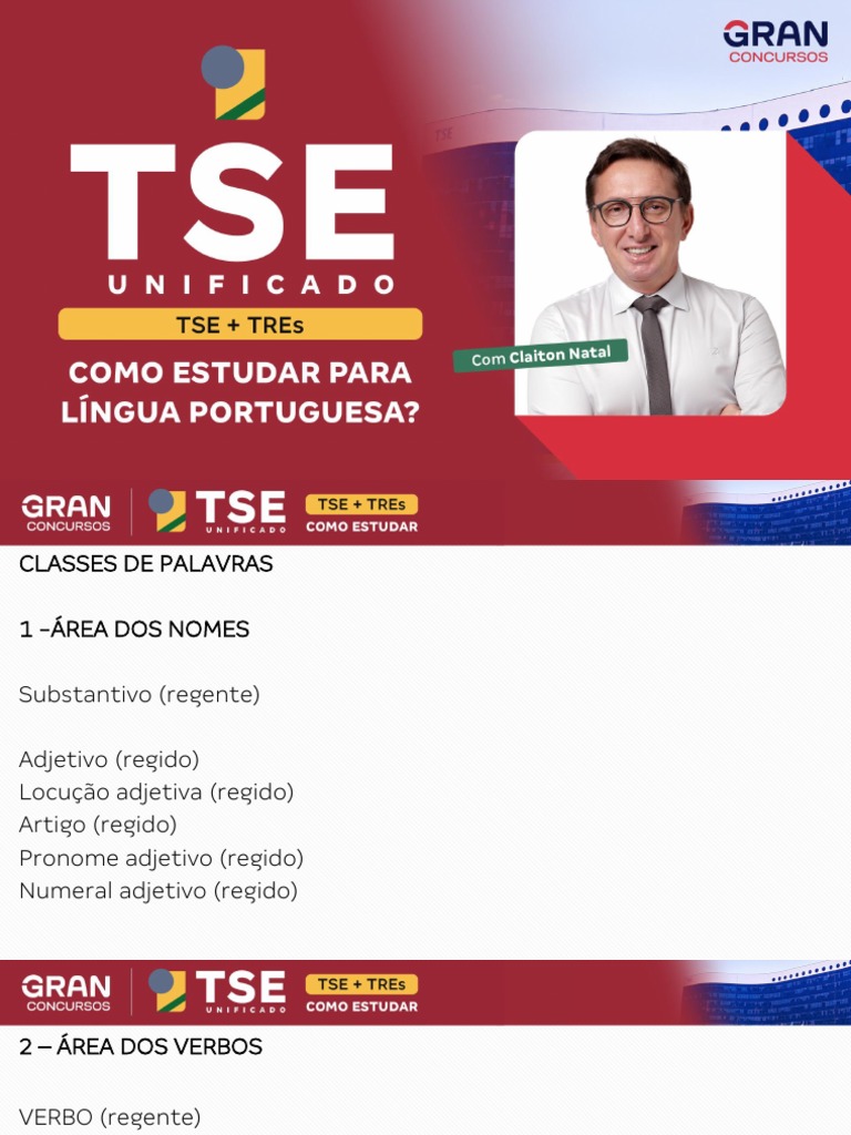 Concurso TSE Unificado (TSE+TREs) Como Estudar para Língua Portuguesa ... Concurso TSE Unificado (TSE+TREs) Como Estudar para Língua Portuguesa ...
