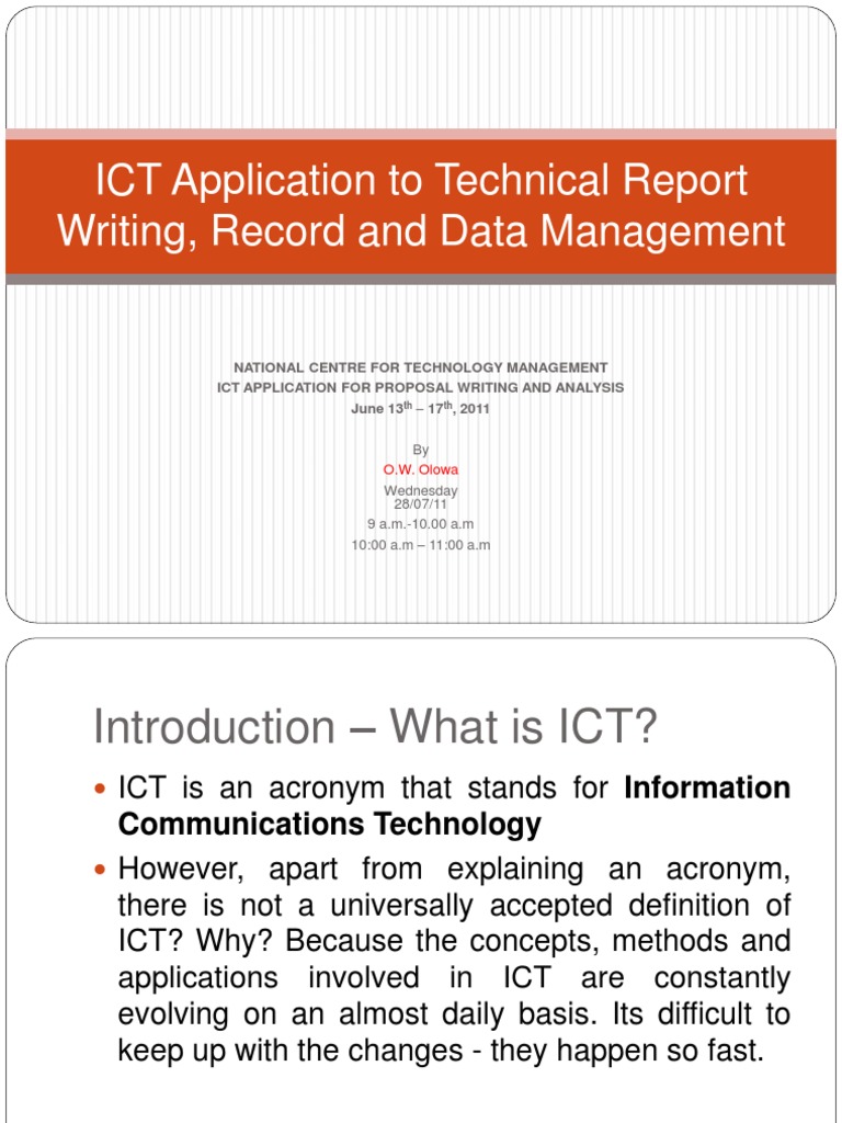 ICT Application To Technical Report Writing, Record | PDF | Computer ...