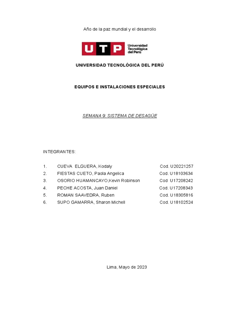 Sem 9 - Tarea - Grupal-Eie - Sistema de Desague | PDF | Hogar, jardinería y bricolaje