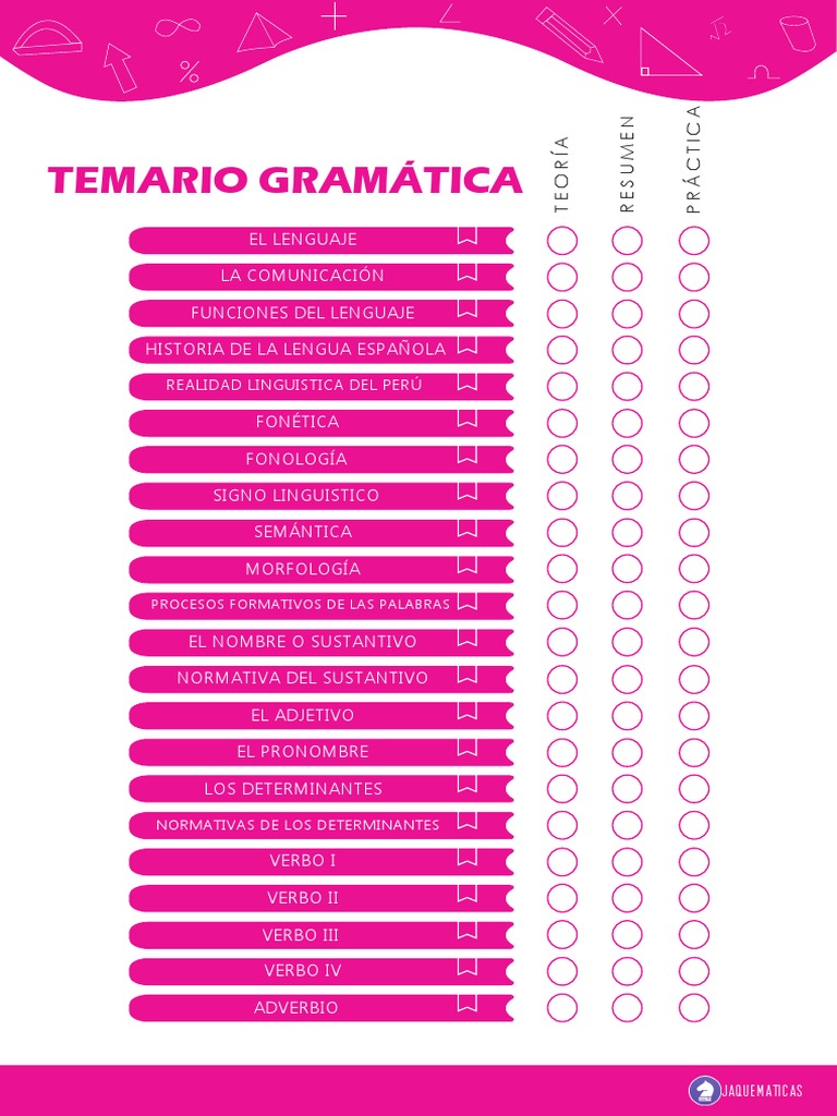 Temario Gramática | PDF