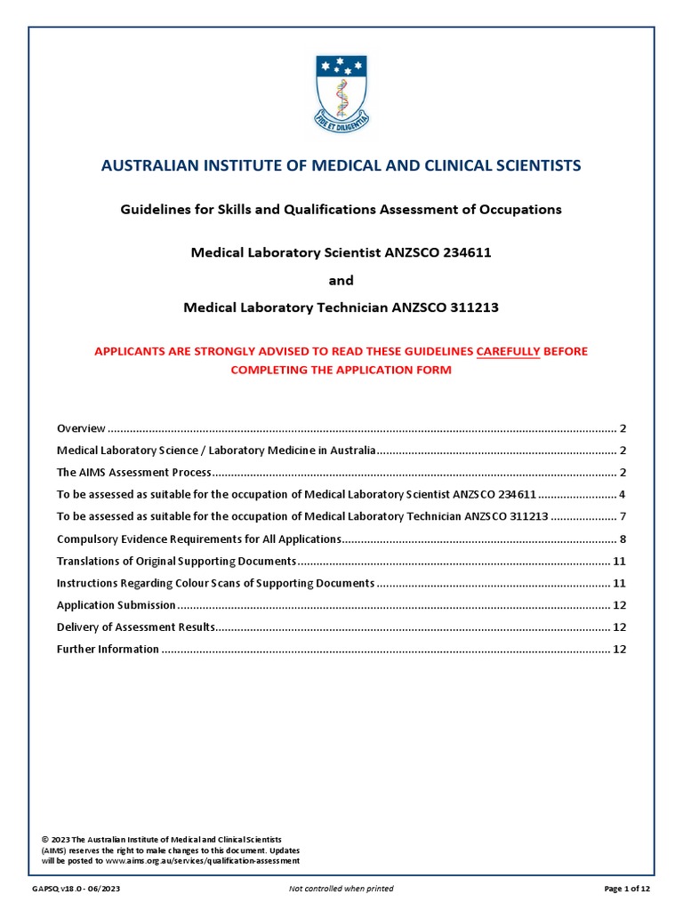 Guidelines For Assessment MLS MLT | PDF