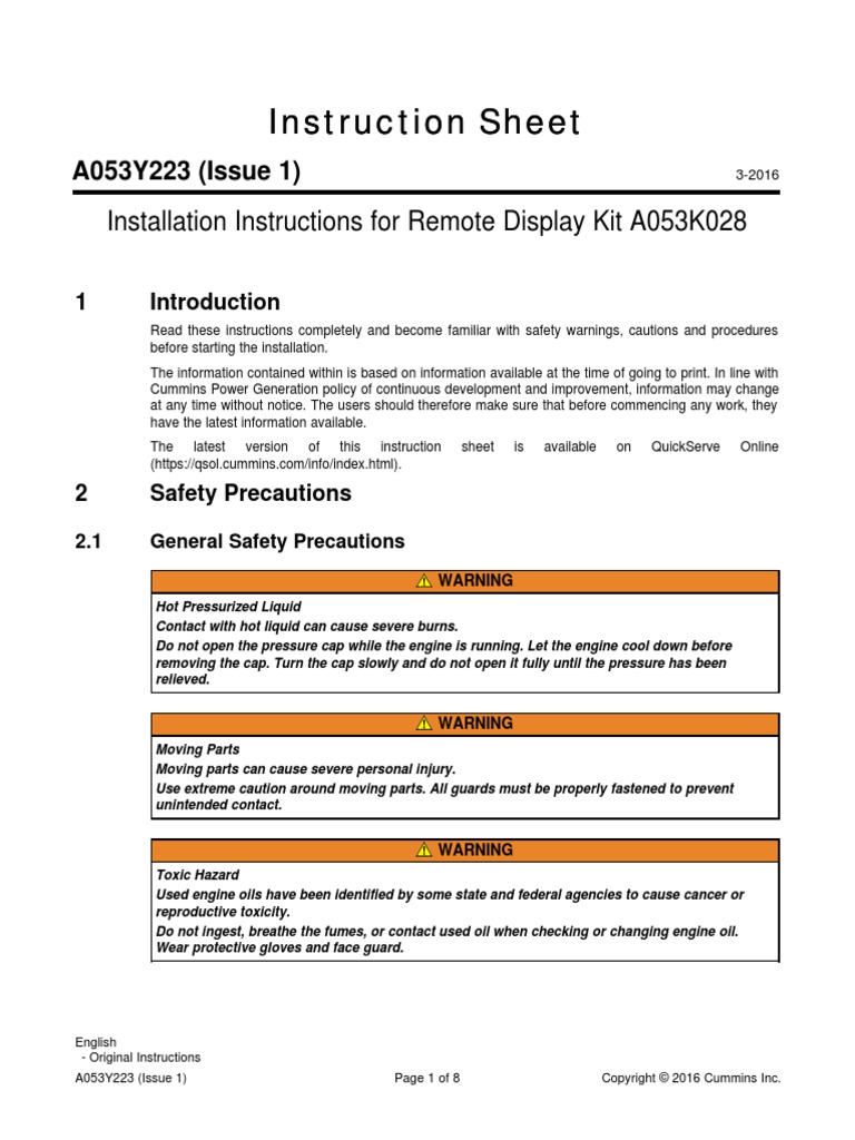 A053K028 Remote Display Instruction Sheet | PDF | Fires | Manufactured ...