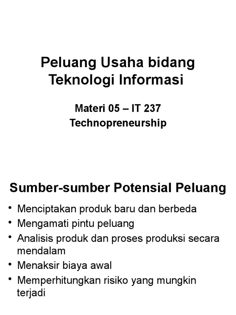 Peluang Usaha Di Bidang Teknologi Informasi | PDF