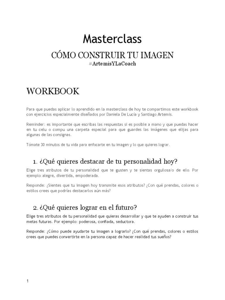 Masterclass Workbook | PDF