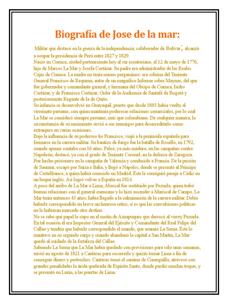 Biografía de Jose de la mar | PDF