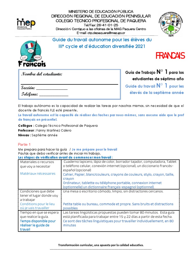 GTA #1 Francés Setimo FMC 2021 | PDF | Comunicación humana