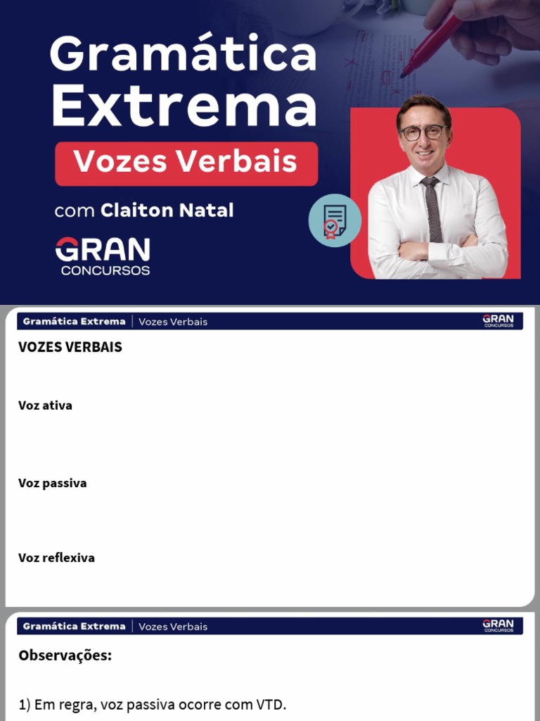 gramatica_extrema_vozes_verbais_Claiton_Natal | PDF | Linguística | Gramática
