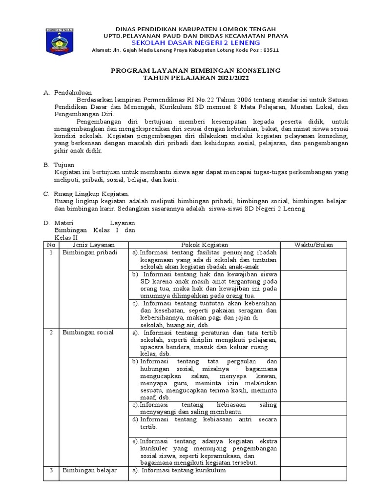 Program Bimbingan SD Leneng | PDF