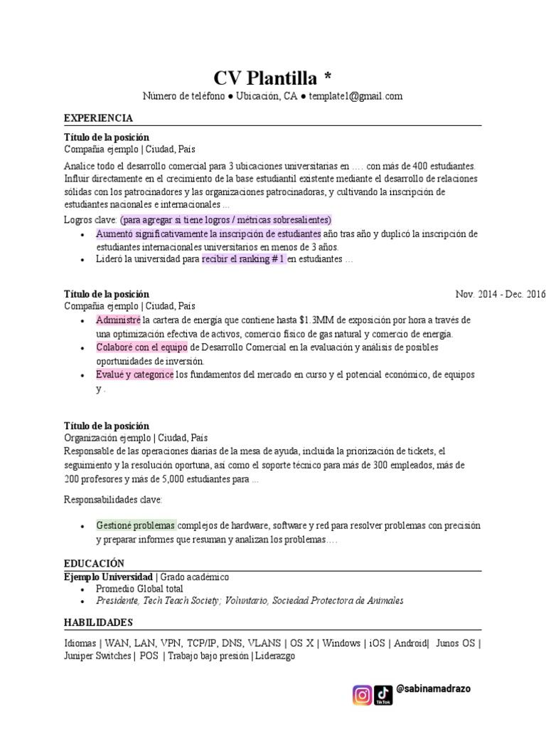 CV Plantilla @sabinamadrazo | PDF