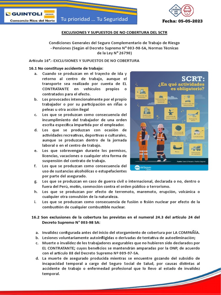 Charla 05-05-2023 - Exclusiones y Supuestos de No Cobertura Del SCTR | PDF