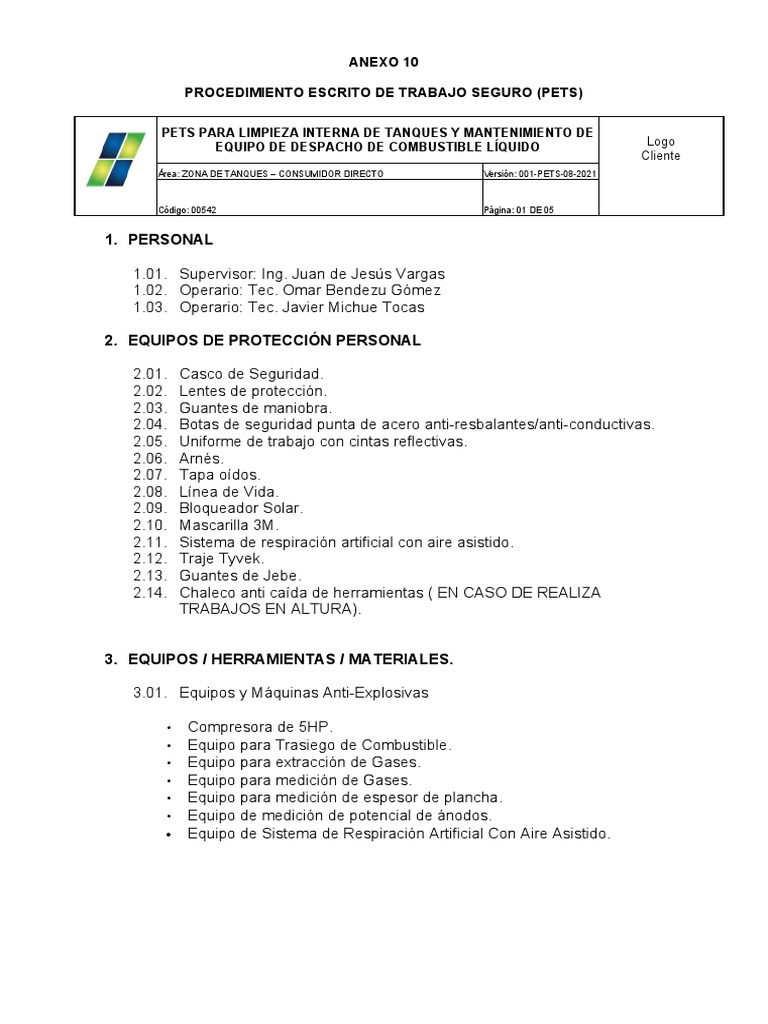 ANEXO 10 - PETS | PDF | Tanques | Naturaleza