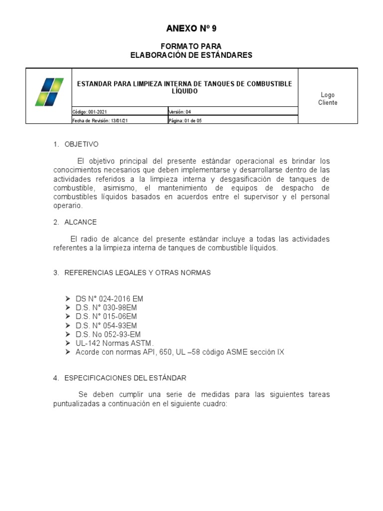 Anexo 9 - Estandar | PDF