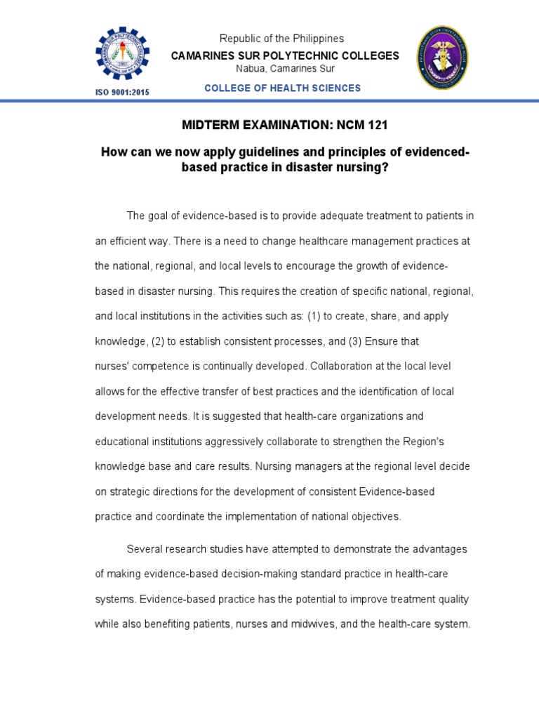 NCM 120 Midterm Examination | PDF