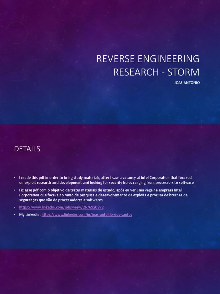 REVERSE ENGINEERING RESEARCH - STORM | PDF