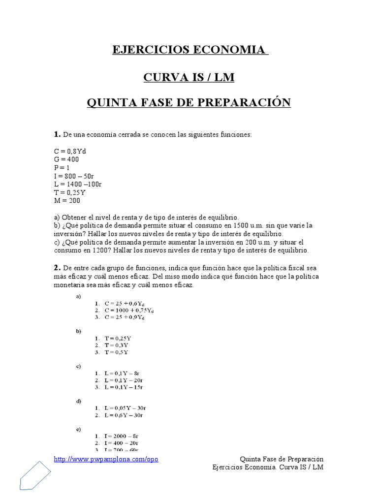 Curva Is LM Ejerciciosparte5 | PDF