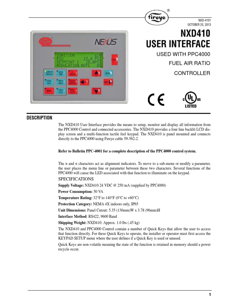 Nexus nxd410 User Interface ppc4000 Fuel Air Ratio Controller | PDF