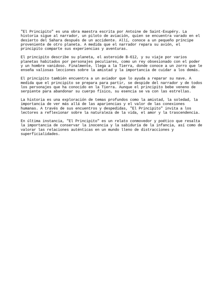 El Principito - Resumen | PDF