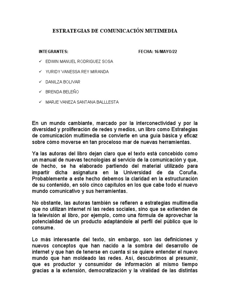 Estrategias de Comunicación Mutimedia | PDF