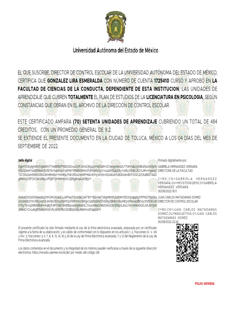Certificado Licenciatura | PDF