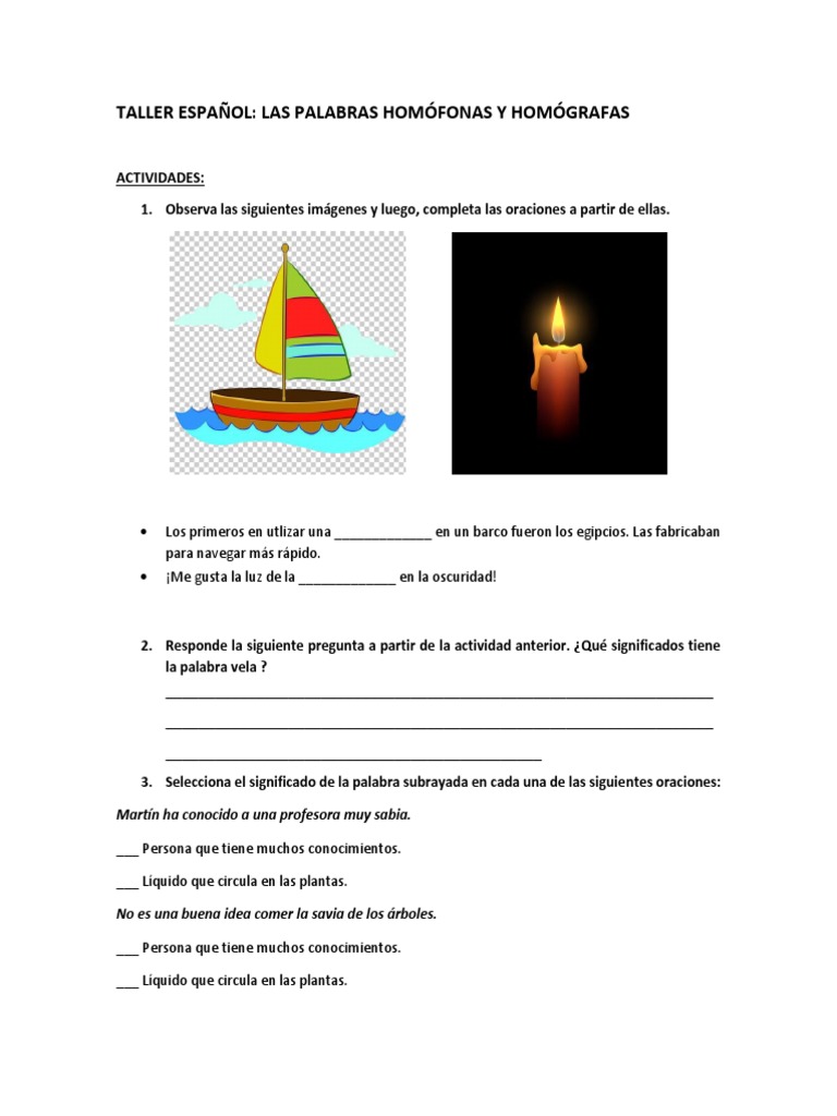Taller Homofónas | PDF | Artes del Lenguaje y Comunicación