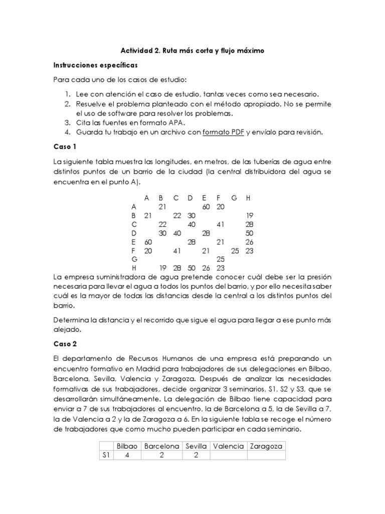 Actividad 2. Ruta Más Corta y Flujo Máximo U3 | PDF