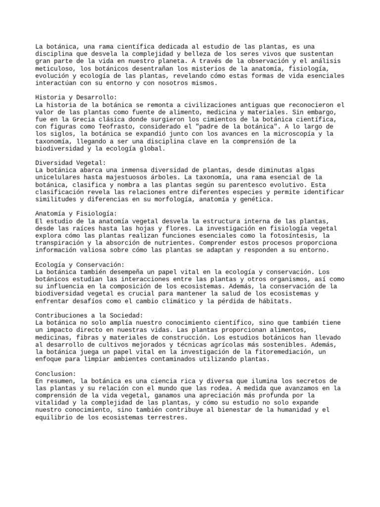 La Botánica Explorando El Fascinante Mundo de Las Plantas | PDF ...
