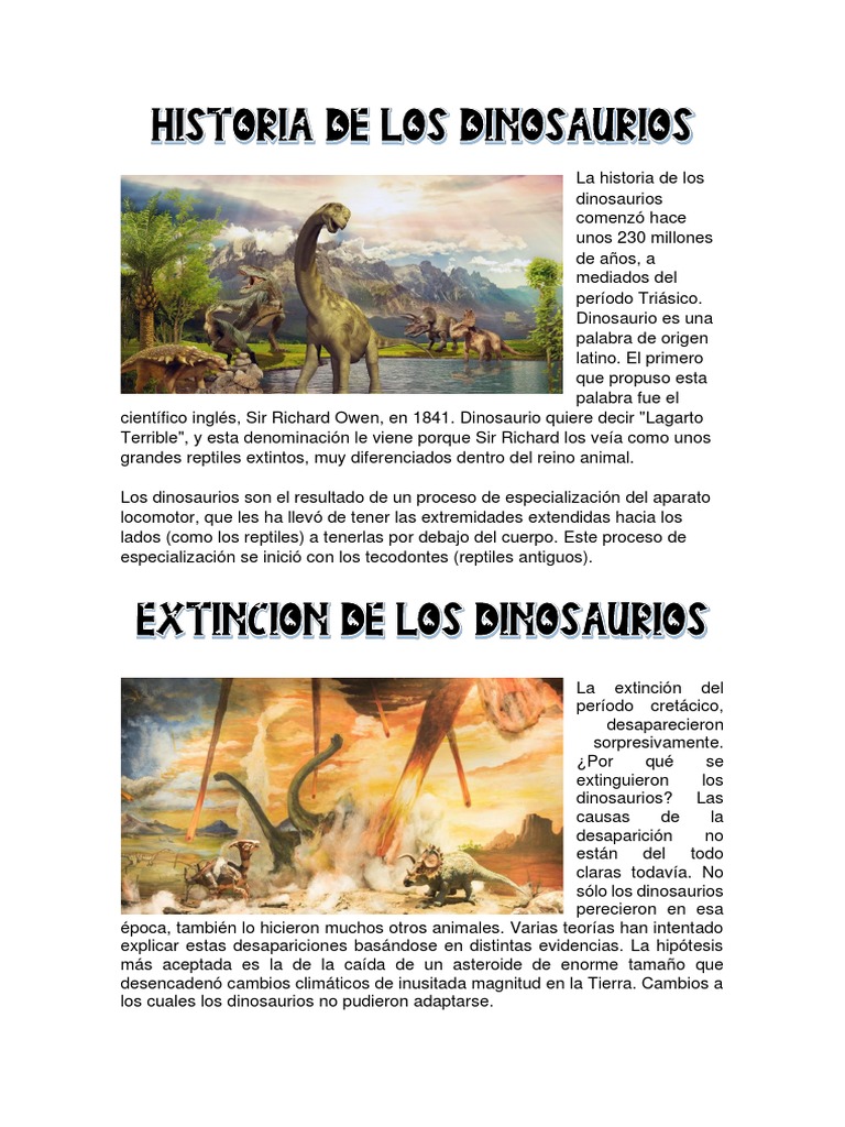La Historia de Los Dinosaurios Comenzó Hace Unos 230 Millones de Años | PDF