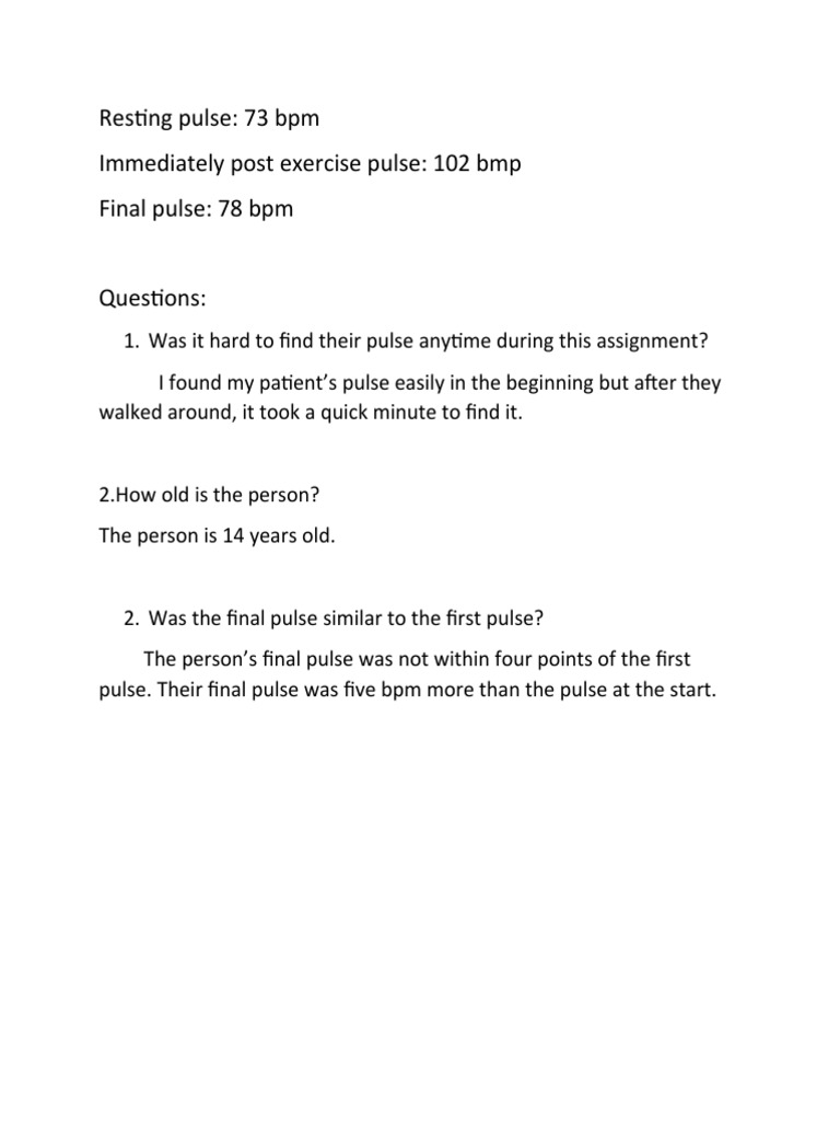 Checking Pulse Assignment | PDF