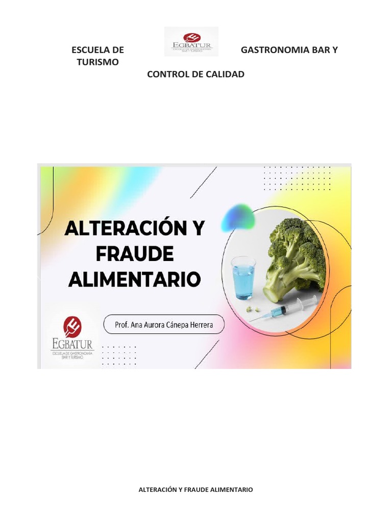 Alteración y Fraude Alimentario Egbatur | PDF | Alimentos | Seguridad alimenticia