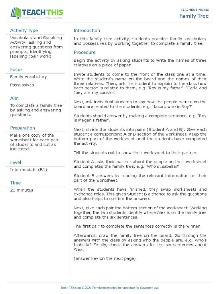 Family Tree Exercise | PDF