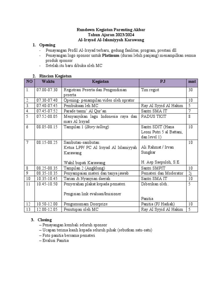 Rundown Plan A | PDF