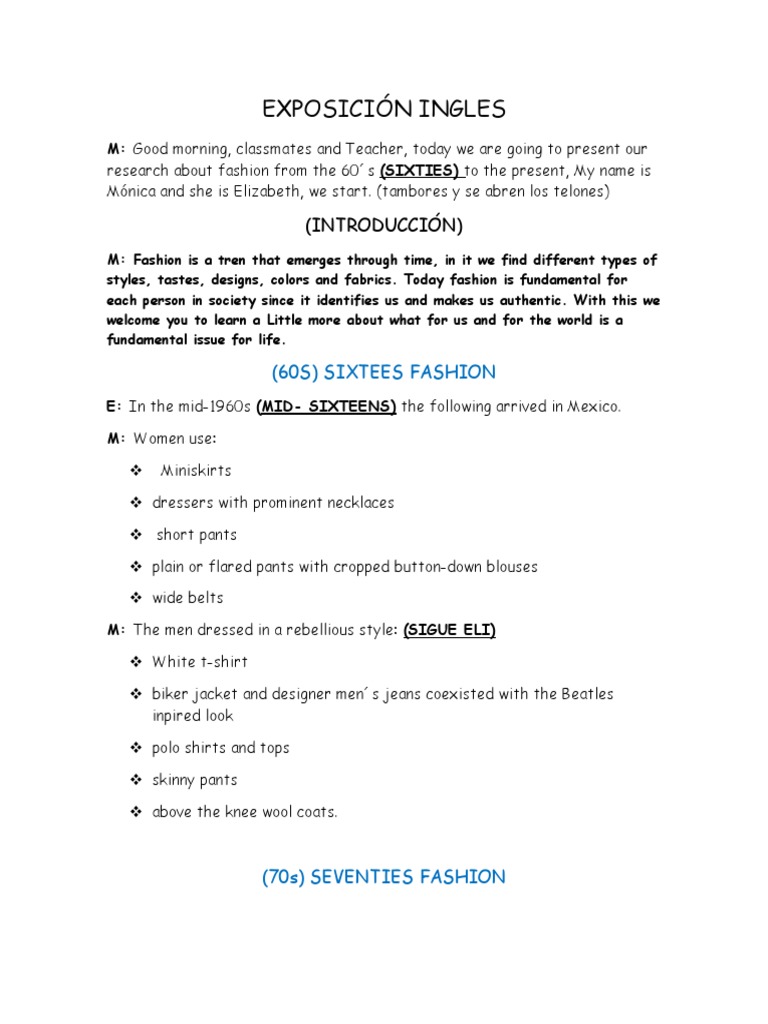 Exposición Ingles Guion | PDF