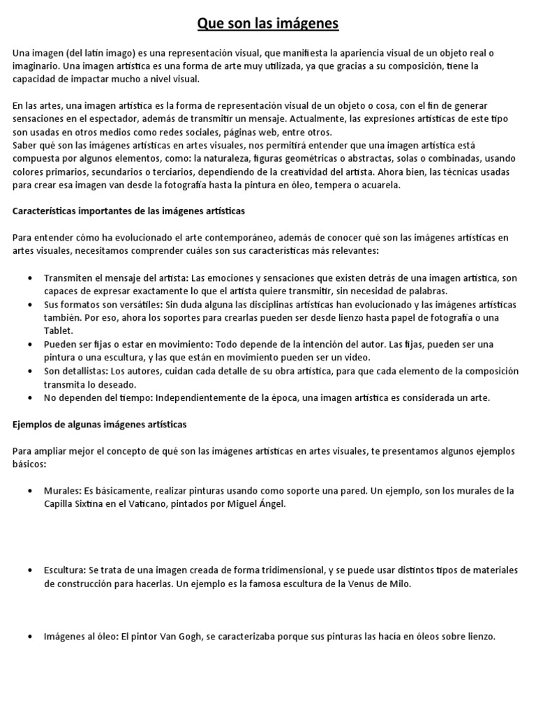 Definición de Imágenes Artísticas | PDF | Imagen | Pinturas