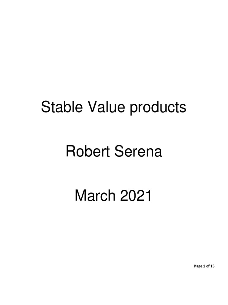 Primer On Stable Value Products | PDF | Investing | Financial Markets