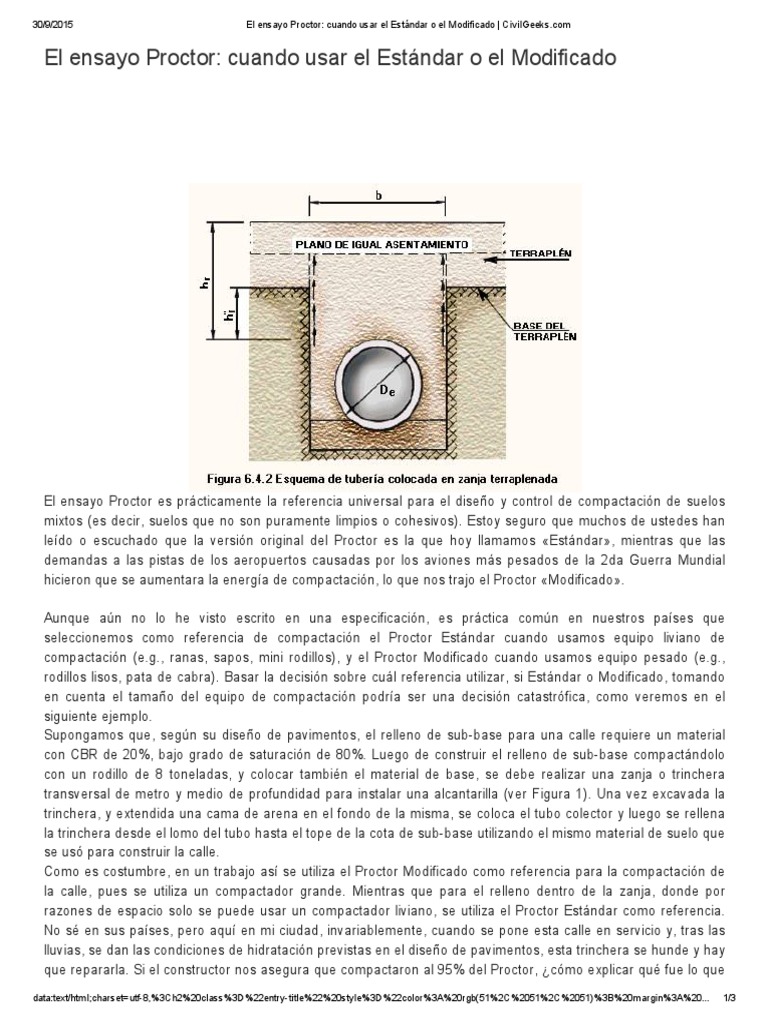 Uso del Ensayo Proctor: Estándar vs Modificado | PDF | Tecnología