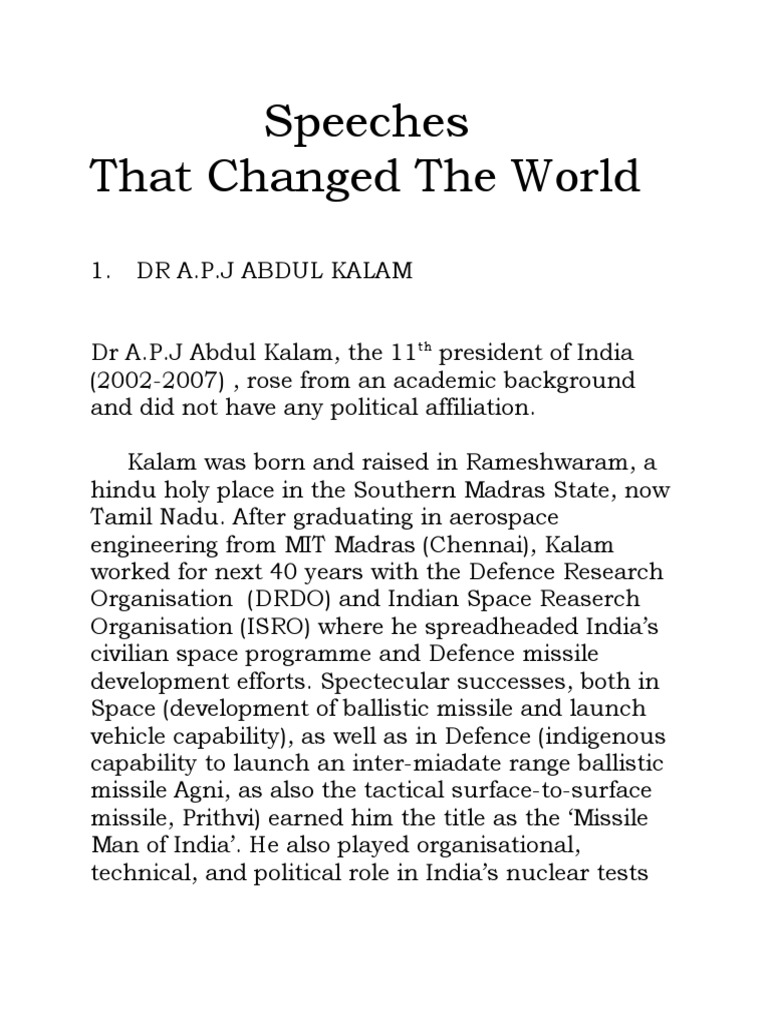 Speeches That Changed The World | PDF | Technology & Engineering