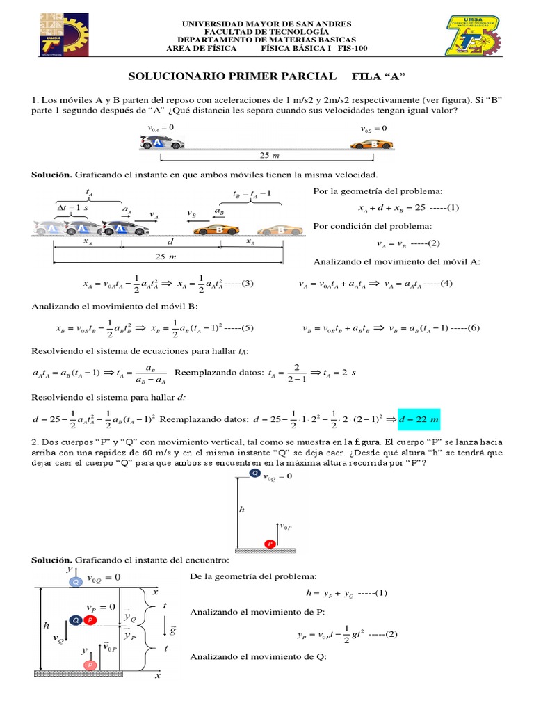 Solucionario Primer Parcial Fis-100 | PDF