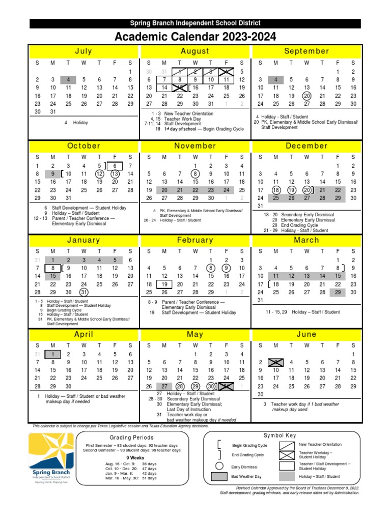 Sbisd Academic Calendar 2023 24 | PDF