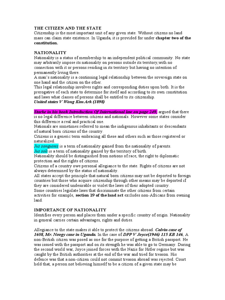 The Citizen and The State | PDF | Nationality | Citizenship