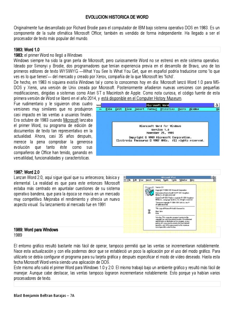 Evolución de Word | PDF | Microsoft Word | Microsoft Office Evolución de Word | PDF | Microsoft Word | Microsoft Office
