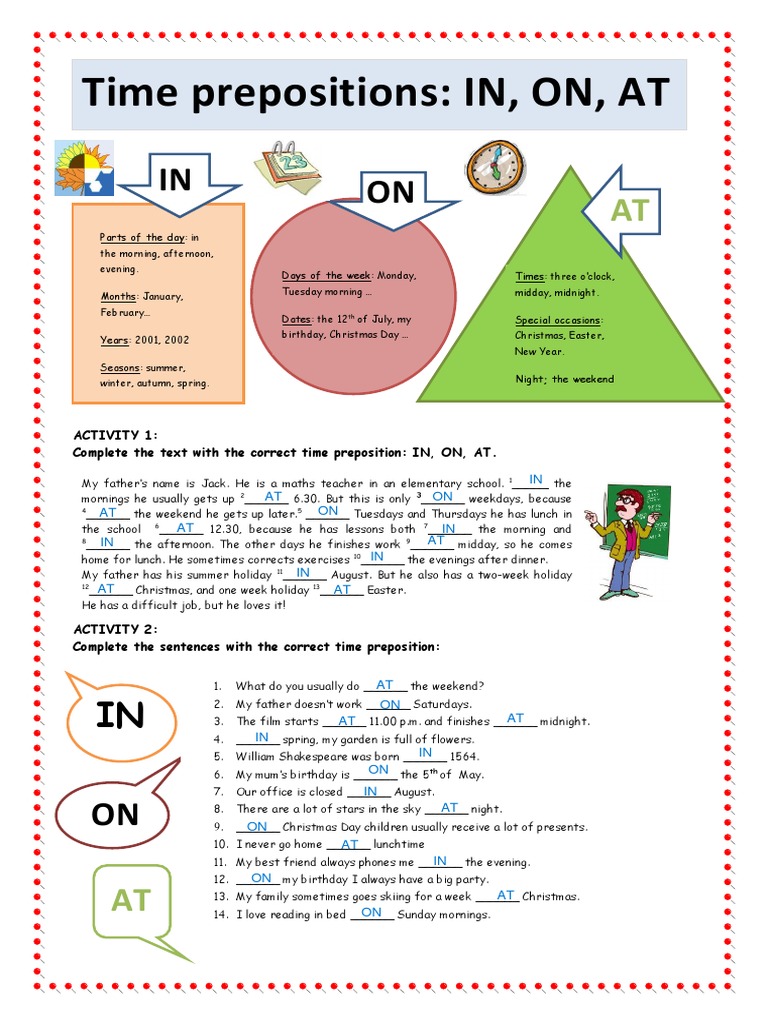 Prepositions of Time | PDF | Workweek And Weekend | Observances