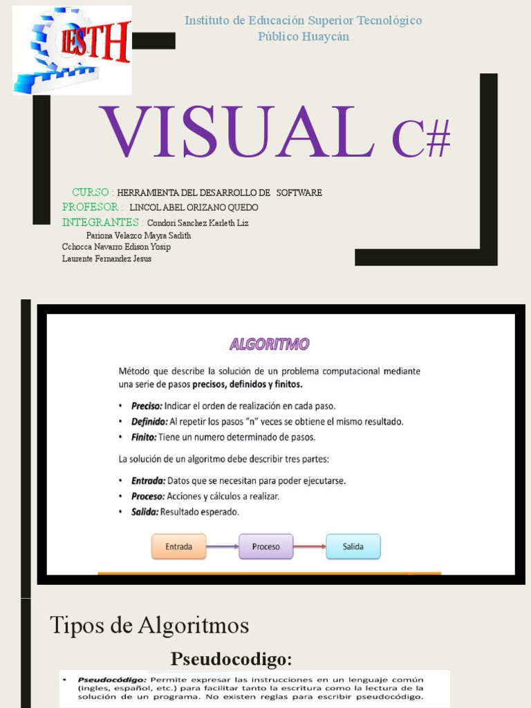 Visual C#algoritmos | PDF | Algoritmos | Software de la aplicacion