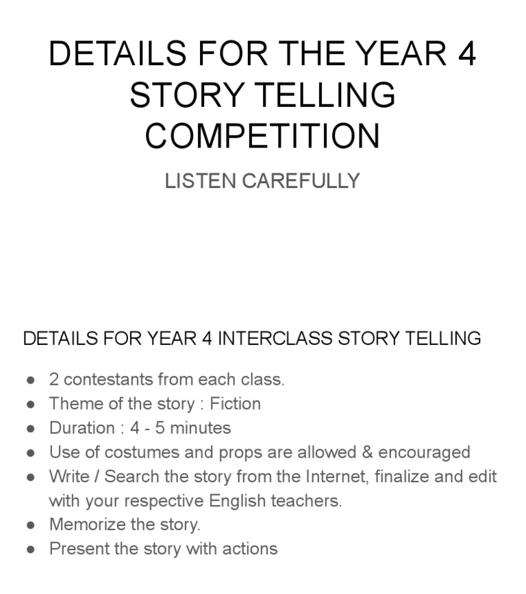 Details for the Year 4 Story Telling Competition | PDF
