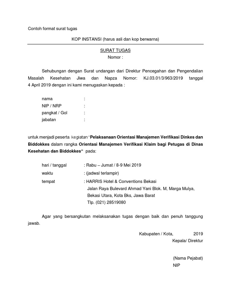 Blanko Surat Tugas, SPD, Tata Tertib Peserta, Dan Biodata Peserta ORMAN 2 | PDF