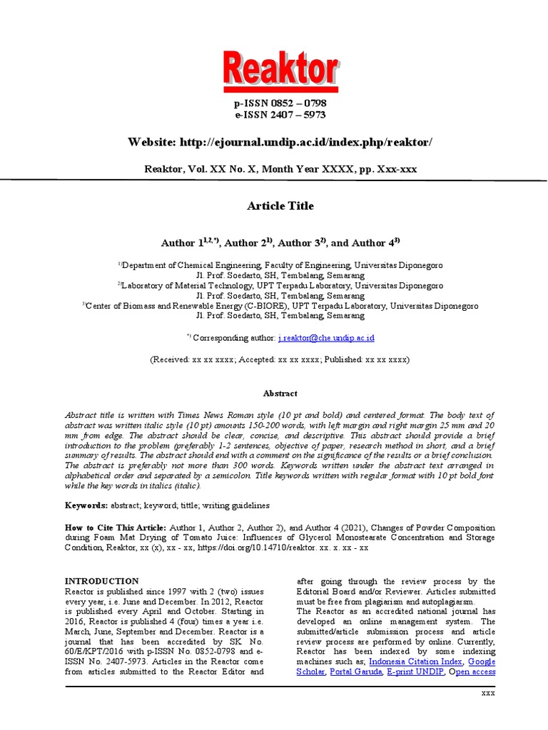 Template - REAKTOR 2022 | PDF | Abstract (Summary) | Writing
