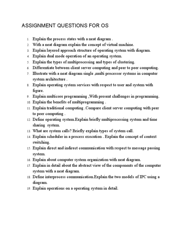 Assignment Questions For Os | PDF | Teaching Methods & Materials | Technology & Engineering