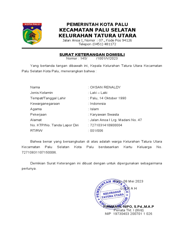 Surat Kelurahan | PDF