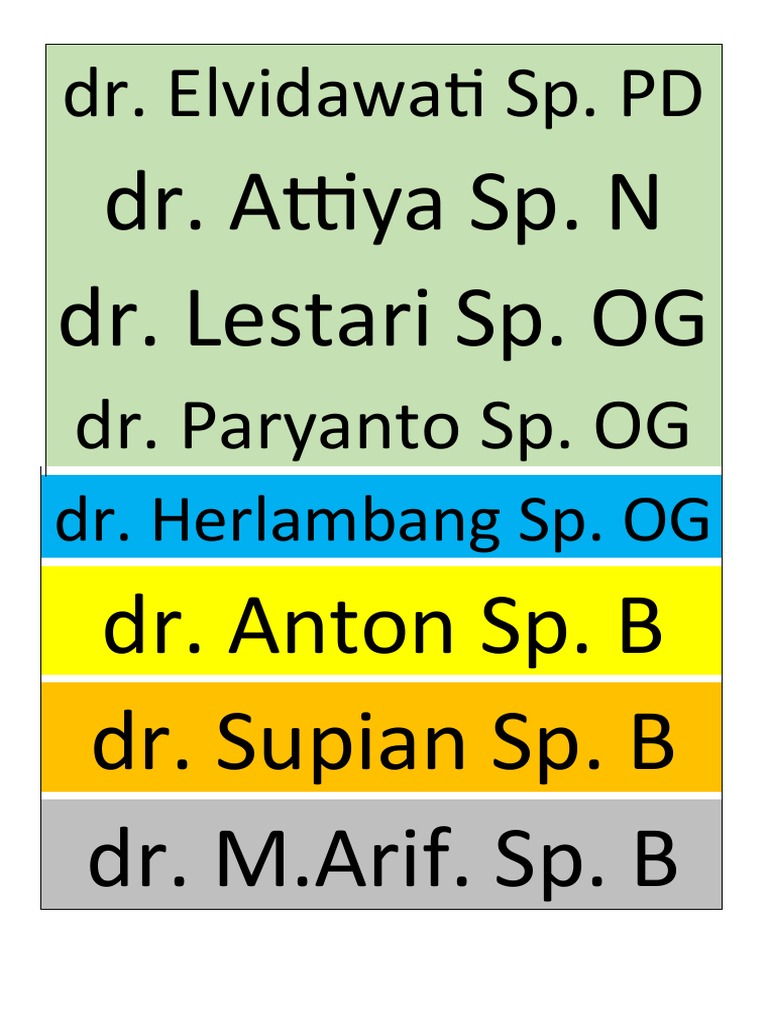 Nama List Dokter Anyelir | PDF